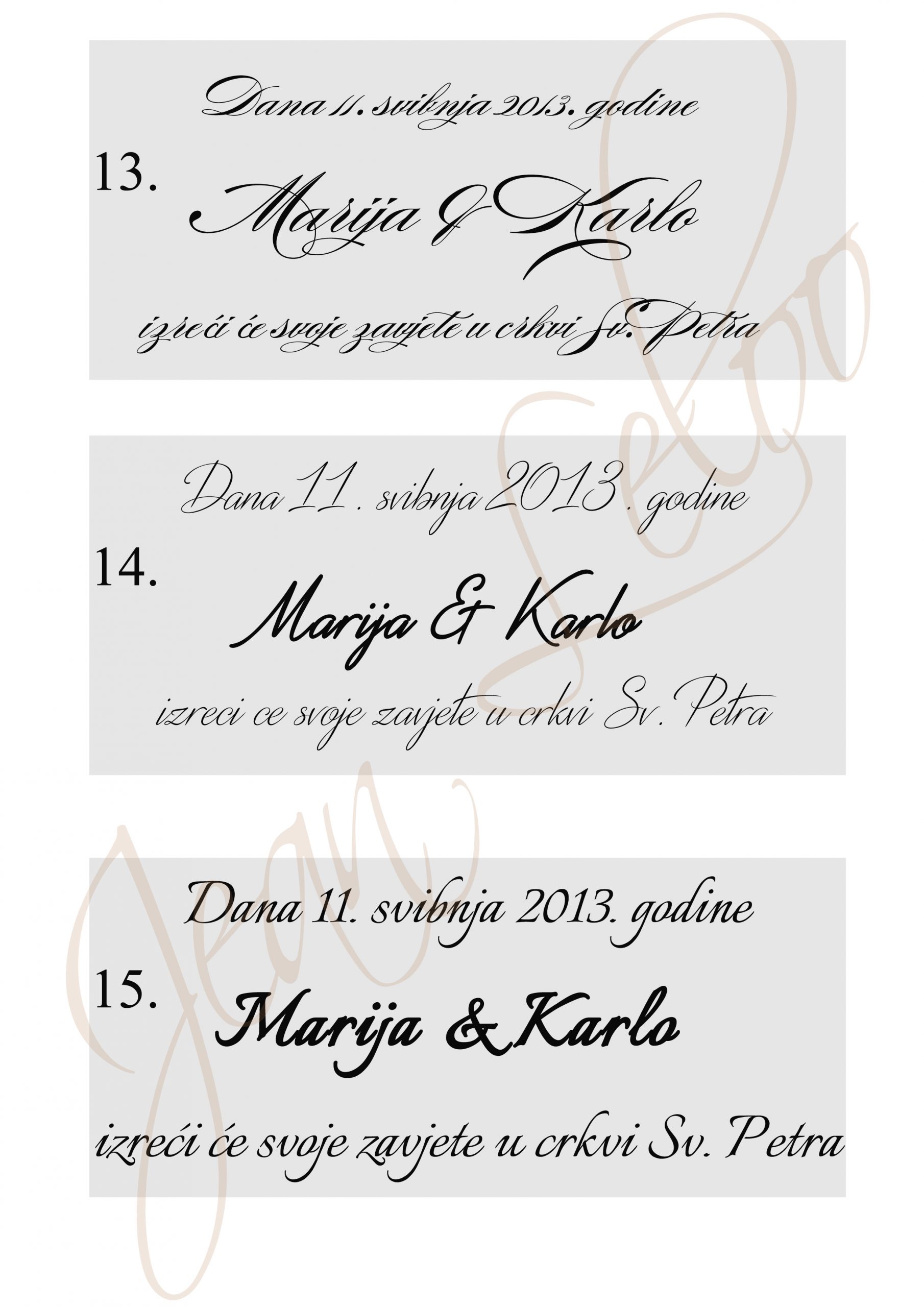 Fontovi za izgled slova – Pozivnice za vjenčanje Jean Leloo