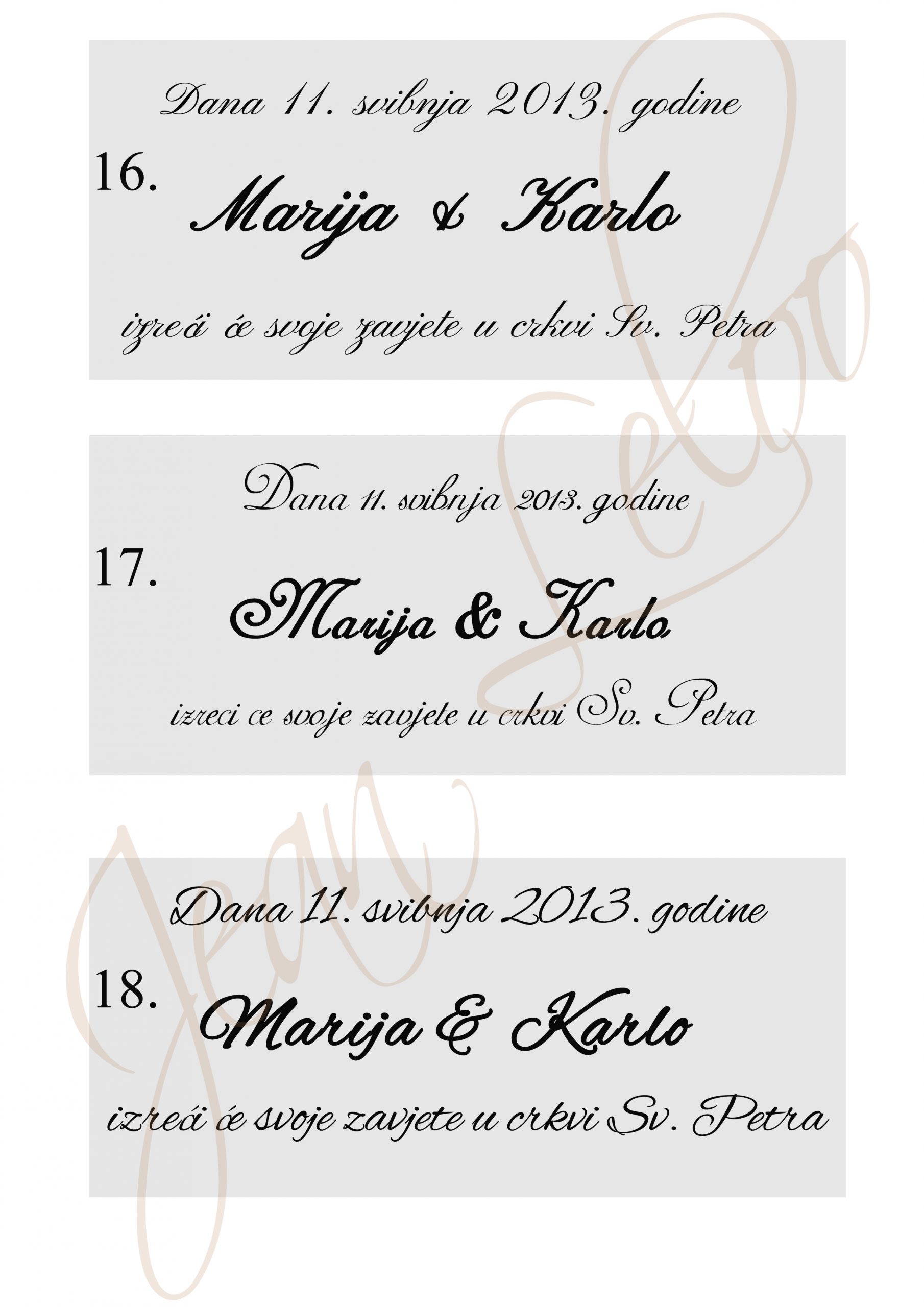 Fontovi za izgled slova – Pozivnice za vjenčanje Jean Leloo